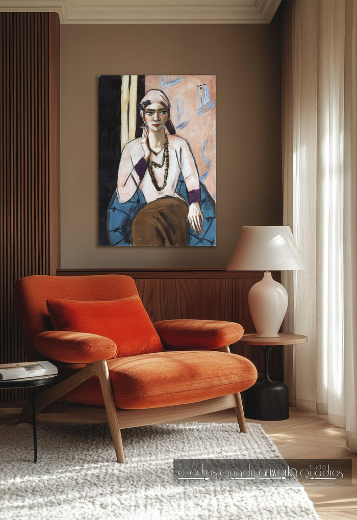 Cuadro "Quappi con suéter rosa" de Max Beckmann, retrato femenino.